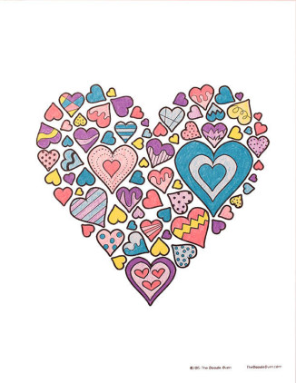 Valentine’s Day Doodle Coloring Pages {Instant Digital Download ...